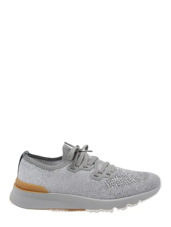 Brunello Cucinelli Techno Cotton Knit Runner Sneakers - Gray