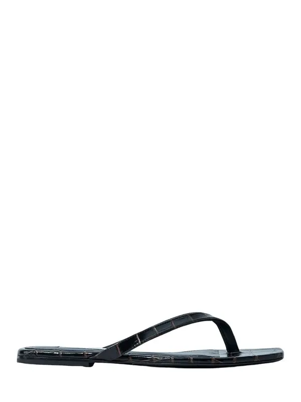 TOTEME Croc-embossed Leather Flip Flops - Brown