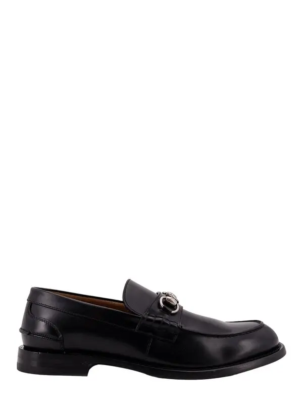 Gucci Leather Loafers With Horsebit Detail - Black