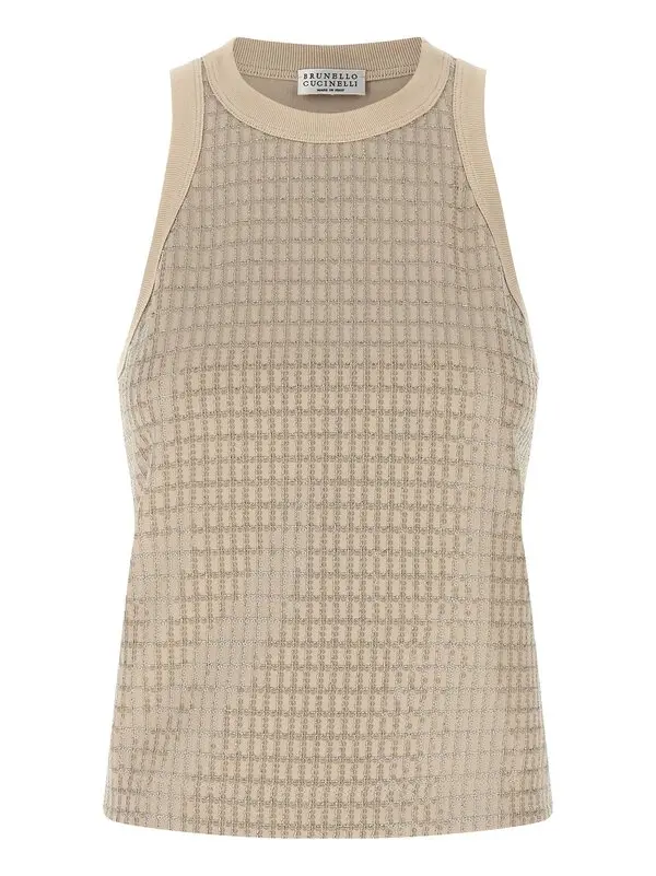 Brunello Cucinelli Embellished Crewneck Tank Top - Cream