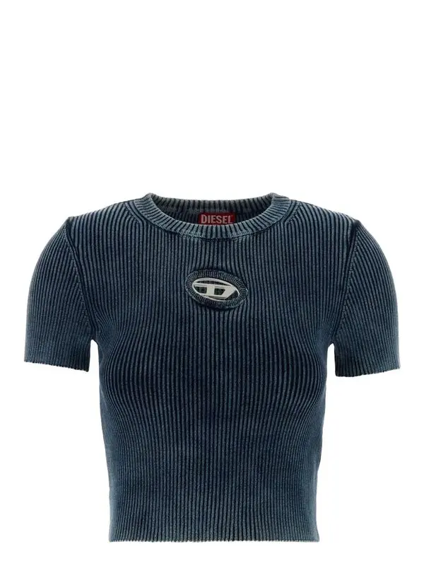 DIESEL® Ribbed Crew Neck Cropped Sweater - Multicolor
