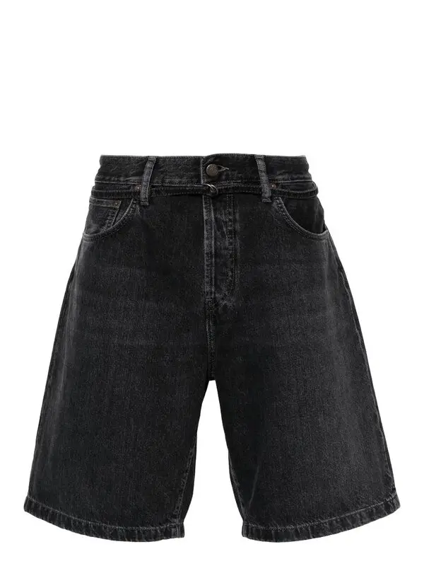 Acne Studios Wide Leg Knee Length Denim Shorts - Black