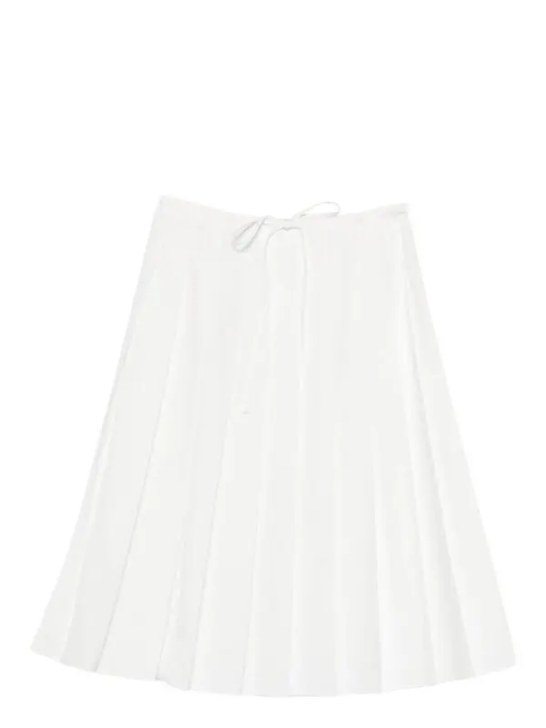 Prada Pleated Skirt With Tie Detail - White