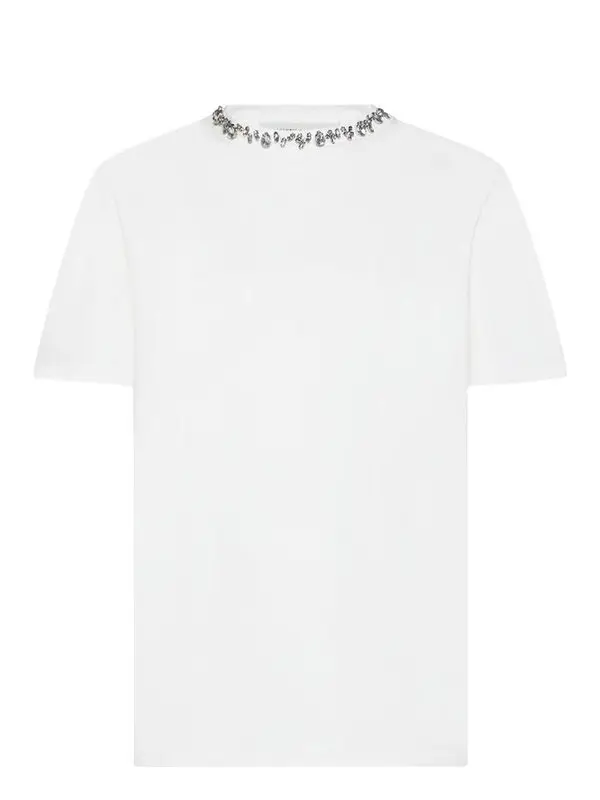 GOLDEN GOOSE Cotton T-shirt With Crystal Embellishments - Multicolor