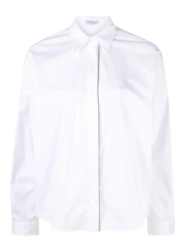 Brunello Cucinelli Cotton Blouse With Monili Trim - Multicolor