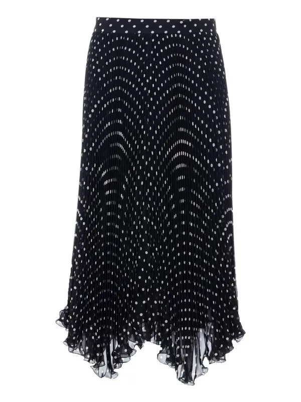 Valentino Garavani Polka Dot Pleated Silk Skirt - Black