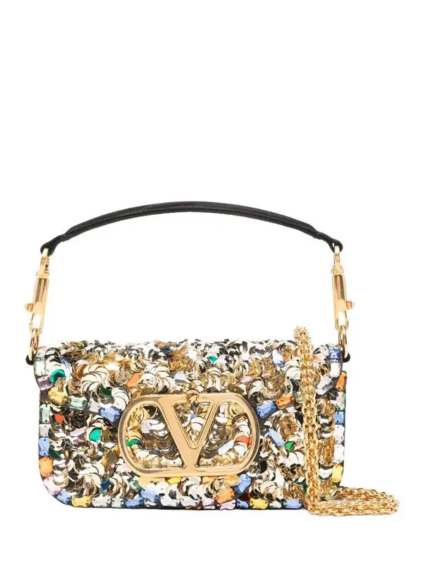 Valentino Garavani Sequined Mini Bag With -tone Hardware - Gold