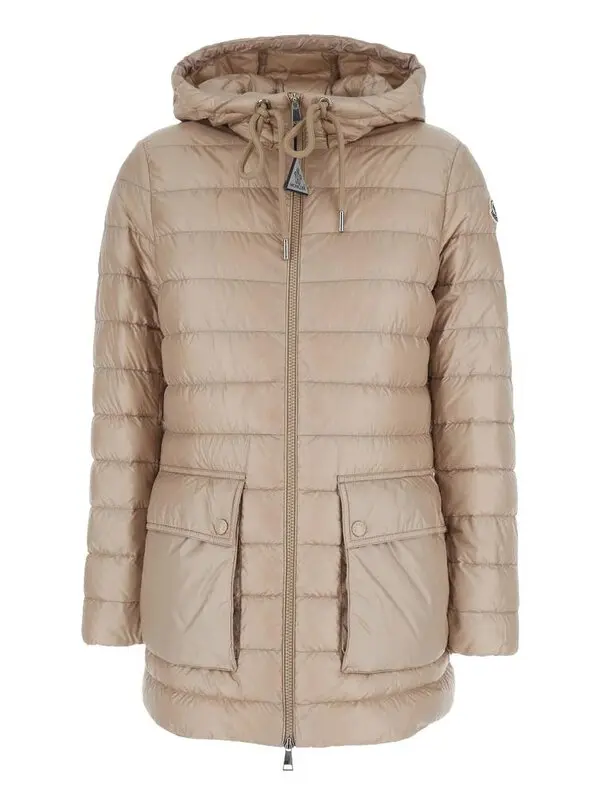 Moncler Quilted Hooded Down Coat - Cream