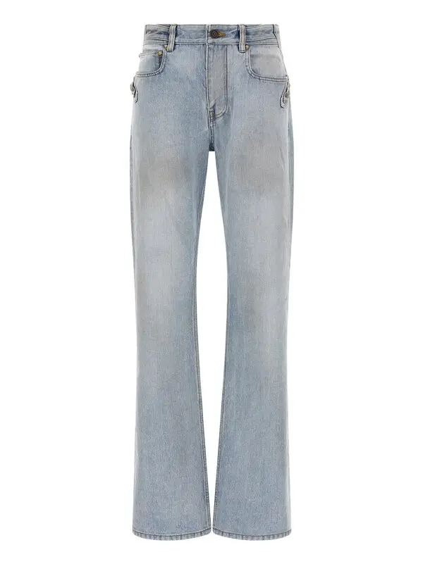 Balenciaga City" Effect Cotton Denim Jeans - Blue