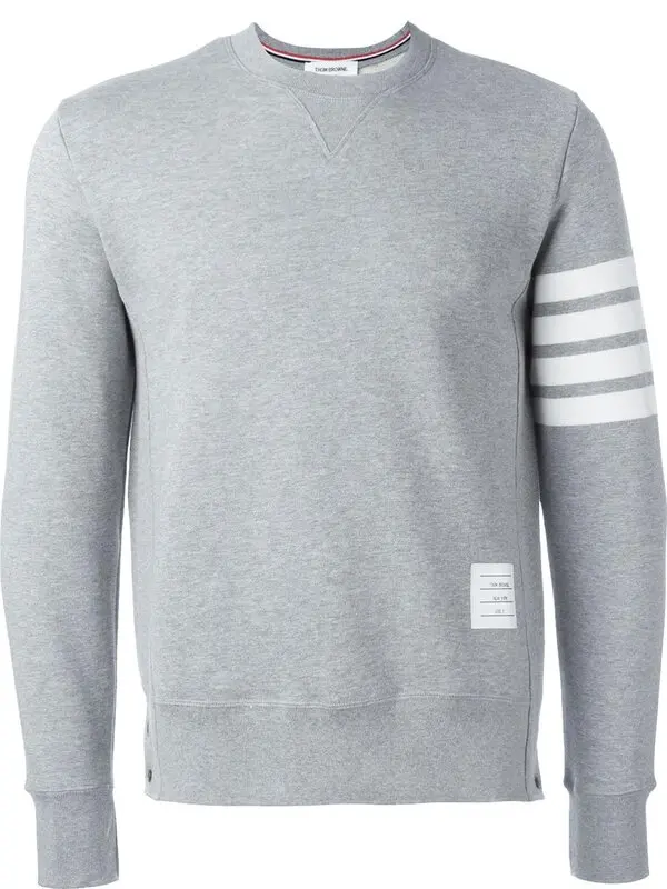 Thom Browne Crewneck Sweatshirt With 4-bar Stripe - Gray