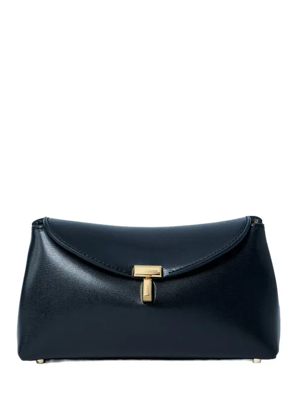 TOTEME Mini T-lock Clutch In Smooth Leather - Black