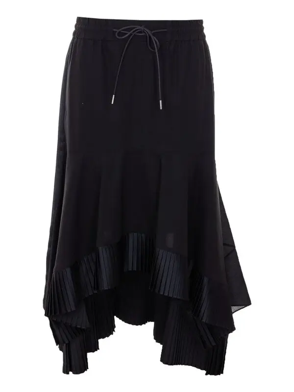 Sacai Asymmetrical Pleated Flounce Skirt - Black