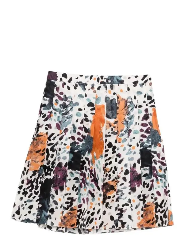 Fendi Falena Print Pleated Silk Skirt - Multicolor