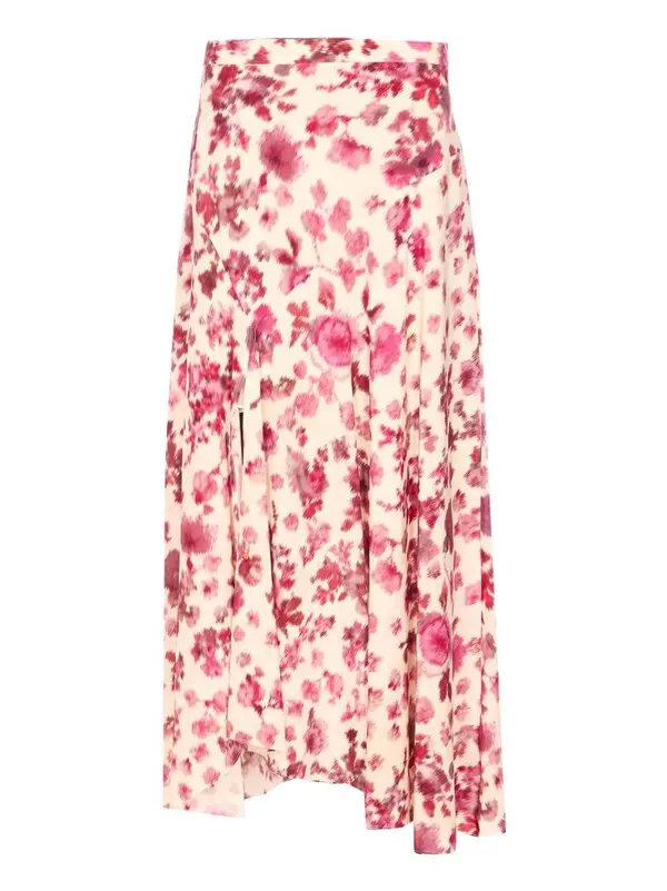 Isabel Marant Étoile Sakura Pleated Asymmetrical Floral Print Skirt - Pink
