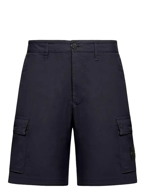 Stone Island Cargo Bermuda Shorts With Removable Badge - Blue