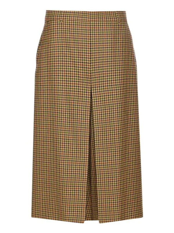 Saint Laurent Check Print Wool Divided Skirt - Cream