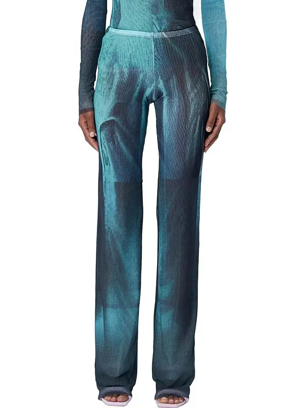 JEAN PAUL GAULTIER Water Print Mesh Pants - Blue