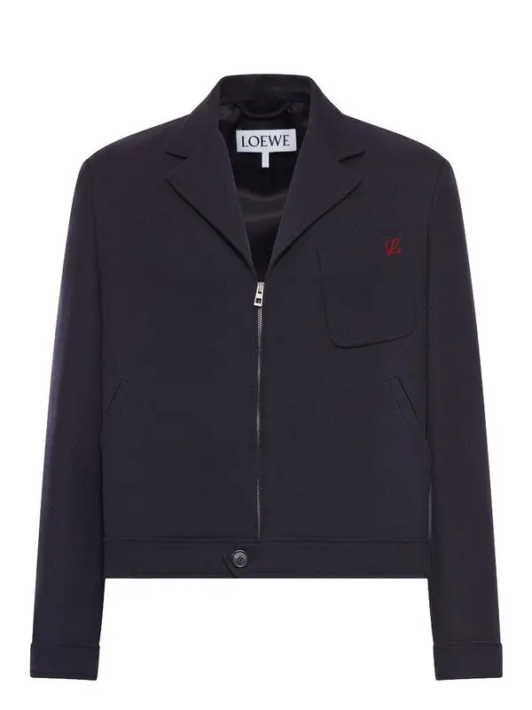 Loewe Wool Zip-up Jacket With Embroidered Logo - Multicolor