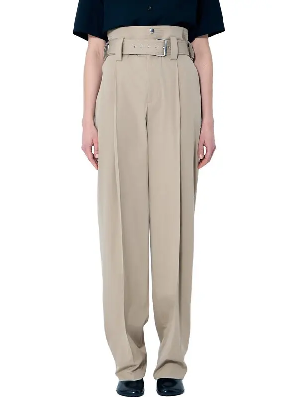 Bottega Veneta Compact Cotton Belted Pants - Cream