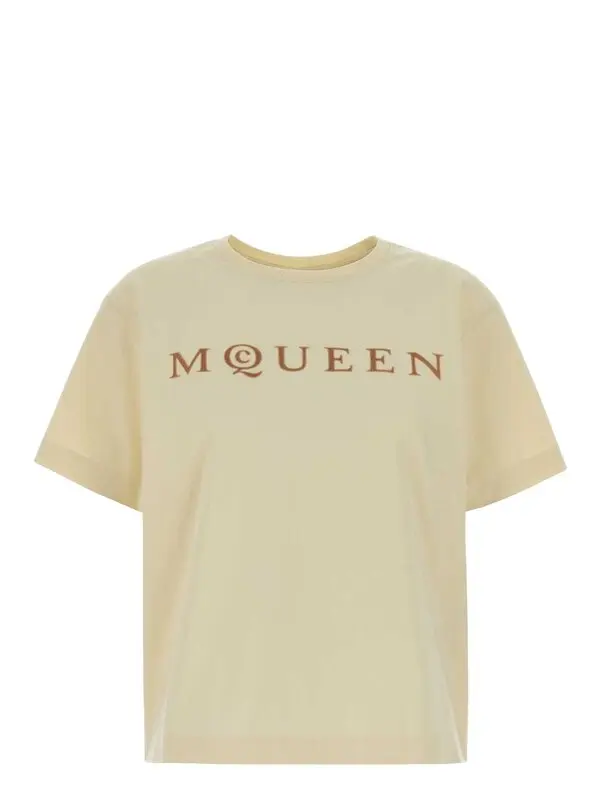 Alexander McQueen Cotton T-shirt With Logo - Yellow