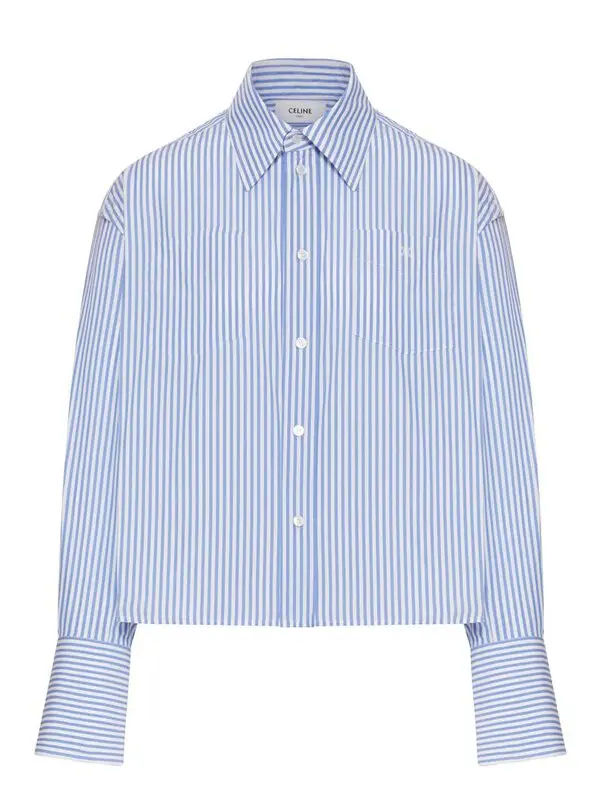 Celine Striped Cotton Poplin Cropped Shirt - Multicolor