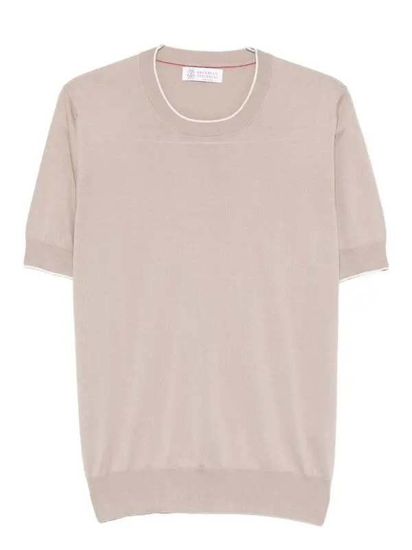 Brunello Cucinelli Knitted Cotton T-shirt - Multicolor