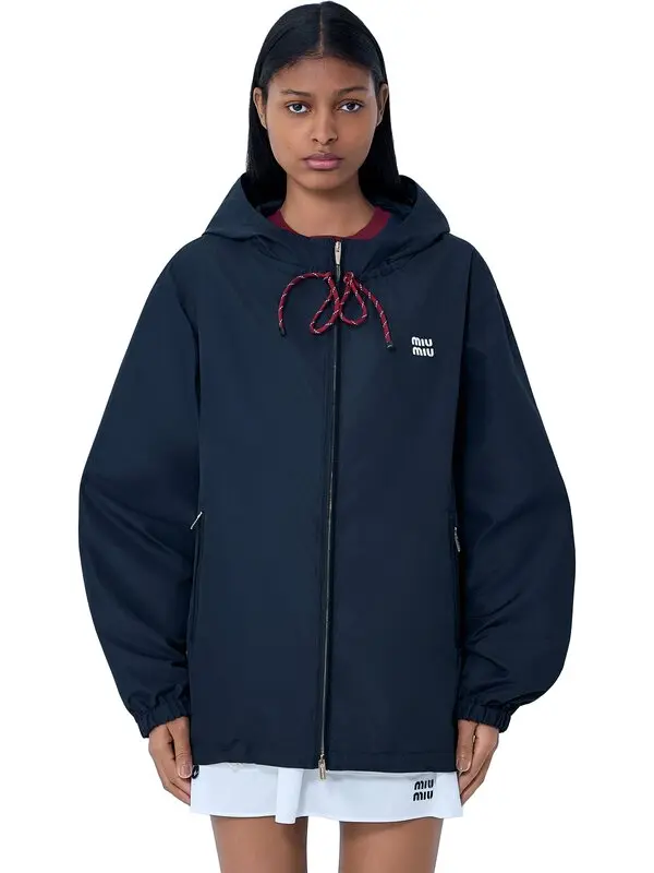 Miu Miu Hooded Technical Zip Jacket - Blue