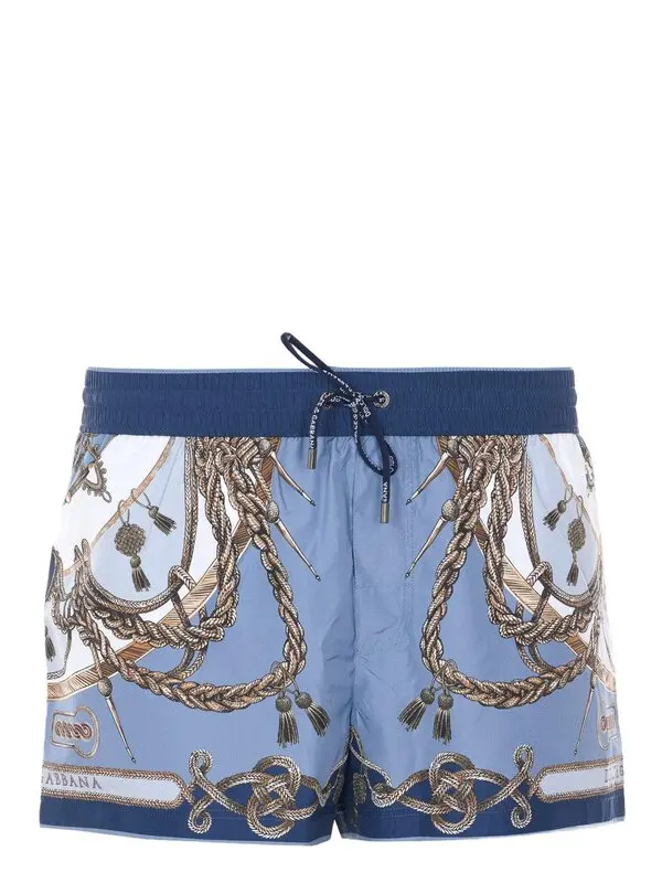 Dolce & Gabbana Graphic Print Swim Trunks - Blue