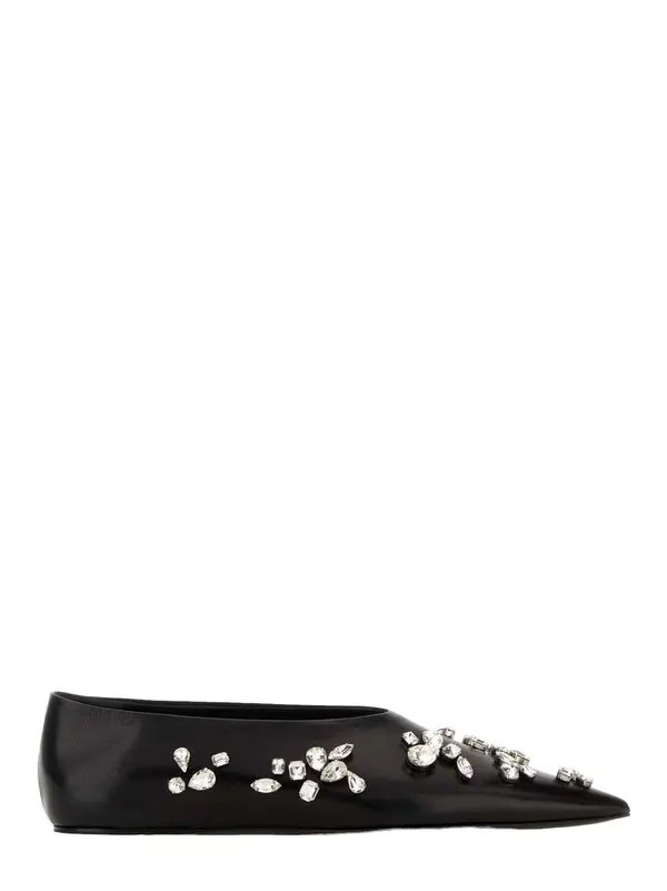 JIL SANDER Embellished Leather Ballerinas - Black