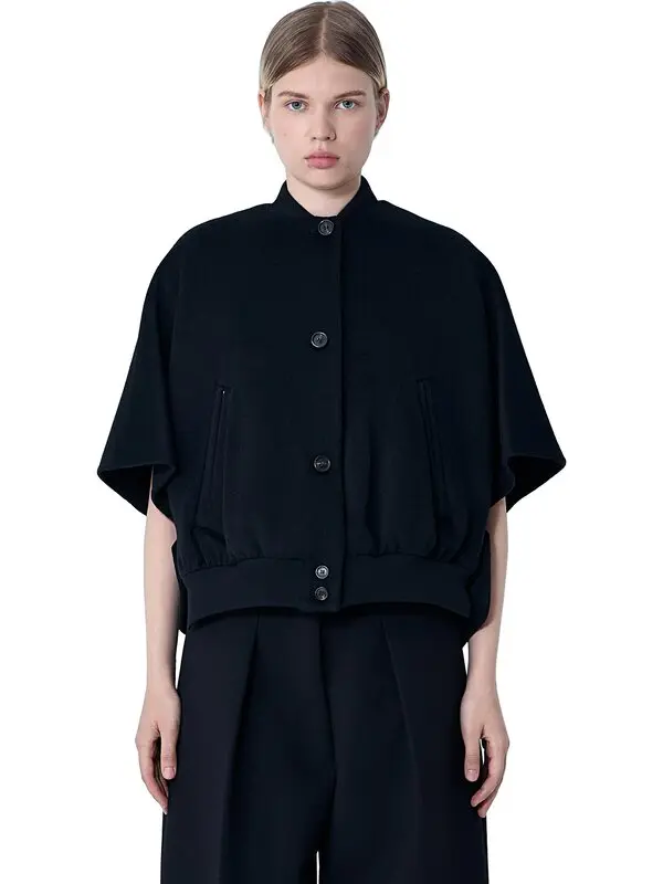 Max Mara Cashmere Cropped Sleeve Jacket - Black