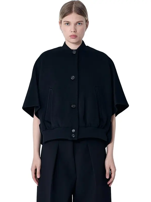 Max Mara Cashmere Cropped Sleeve Jacket - Black