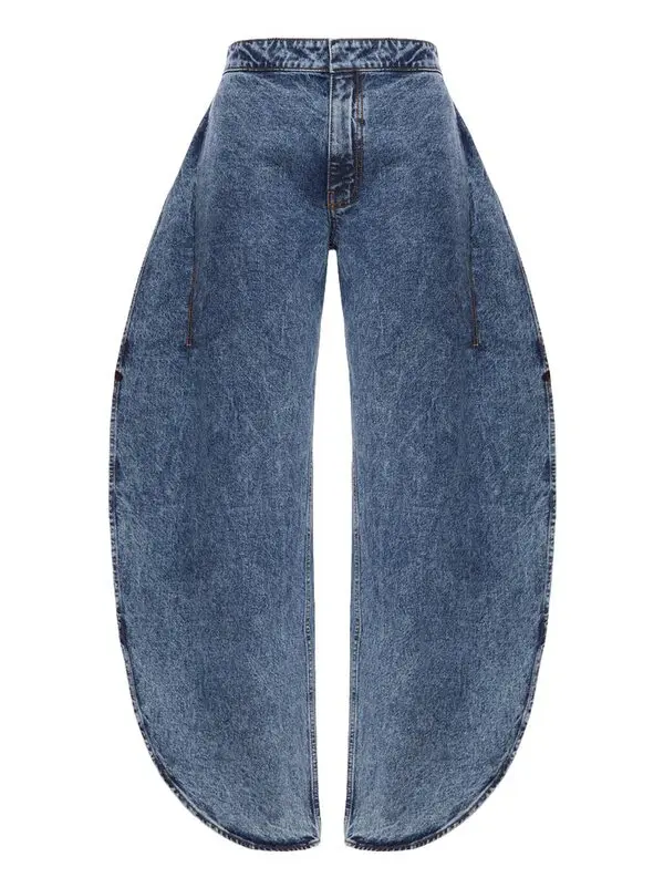 Alaïa Petal Denim Trousers With Slit Leg - Multicolor