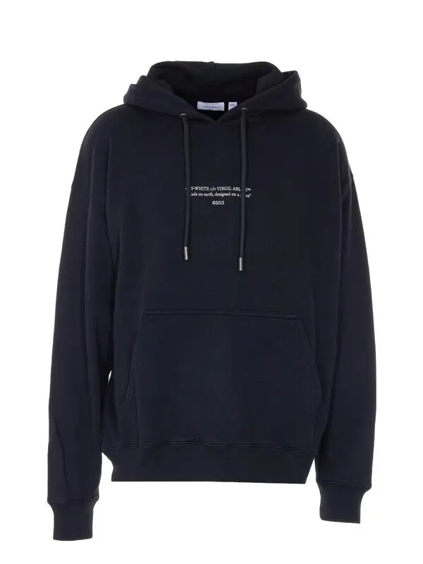 Off-White Hooded Sweatshirt With Frontal Logo - Black