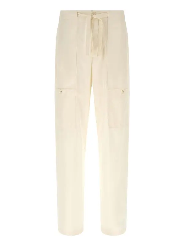JIL SANDER Cotton Poplin Cargo Pants - Cream