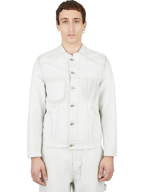 MAISON MARGIELA Collarless Denim Jacket - White