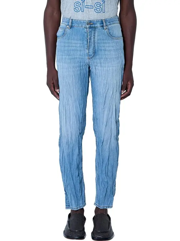 Bottega Veneta Wide-leg Crushed Effect Jeans - Blue