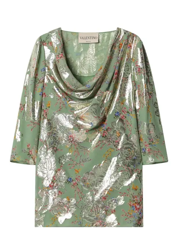 Valentino Garavani Printed Lurex Shirt - Green