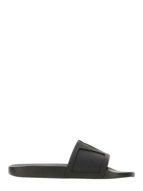 Valentino Garavani Maxi Vlogo Signature Rubber Slides - Black