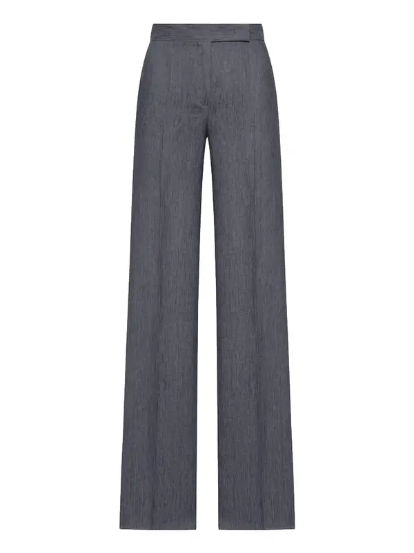 Max Mara Chevron Linen Wide-leg Trousers - Multicolor