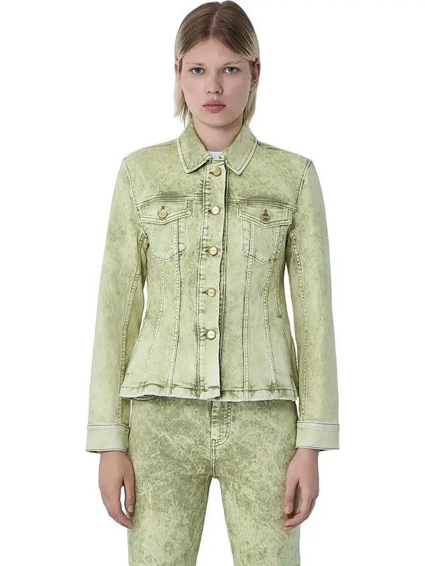 GANNI Foil Finish Denim Jacket - Green