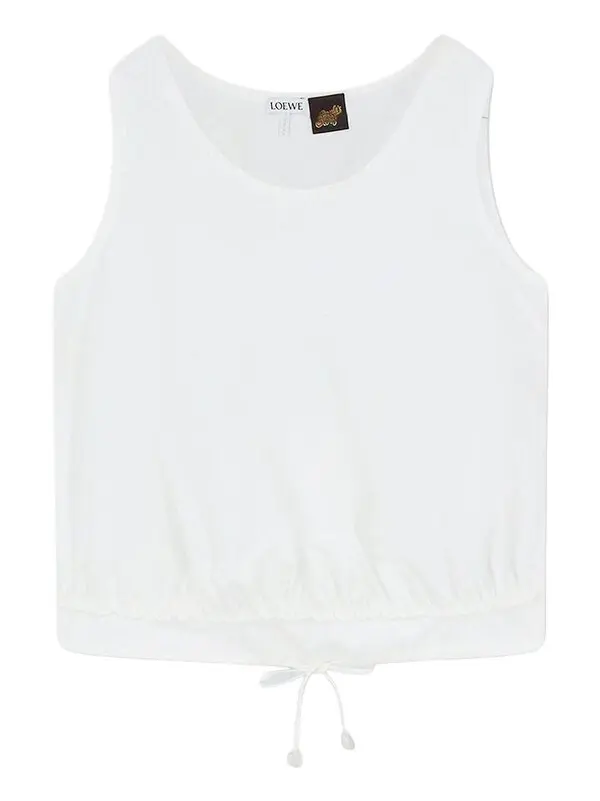 Loewe Sleeveless Cotton Top With Anagram Embroidery - White