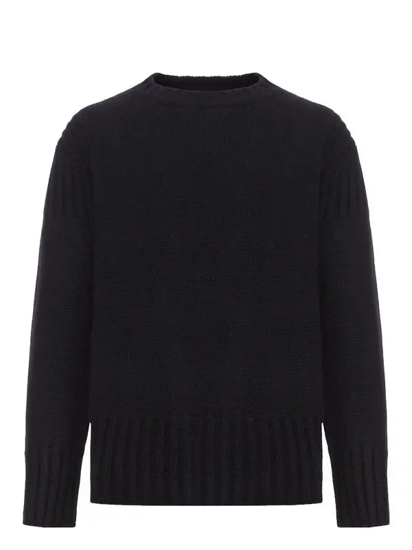 JIL SANDER Ribbed Eco Cashmere Crew Neck Sweater - Black