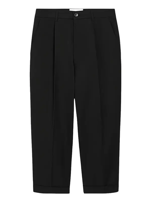 Ami Black Pleated Cotton Trousers - Multicolor