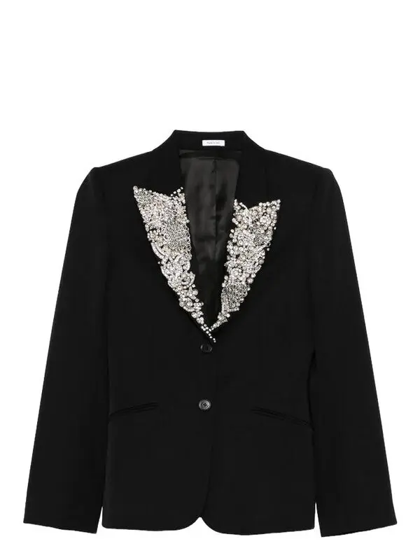 Alexander McQueen Embellished Peak Lapel Single-breasted Blazer - Black