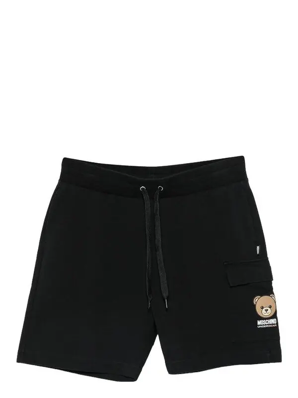 Moschino Cotton Blend Track Shorts With Cargo Pockets - Black