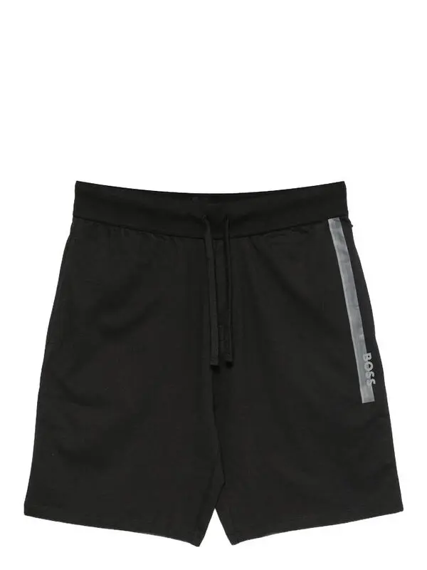 BOSS Cotton Logo Detail Track Shorts - Black