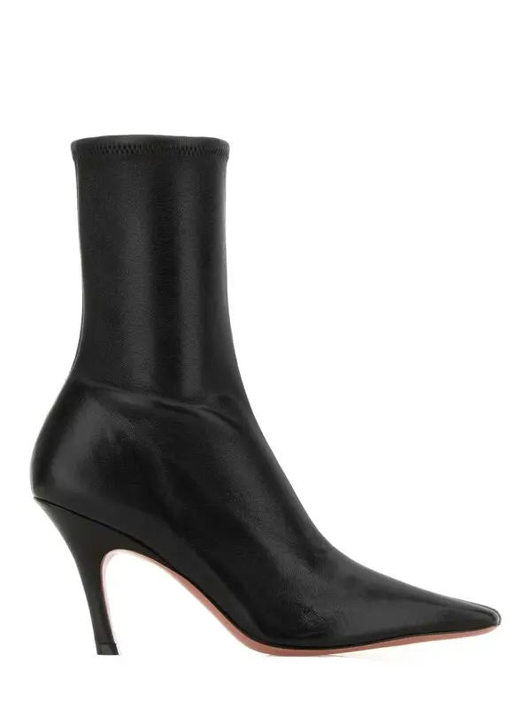 Amina Muaddi Nappa Leather Jamie Ankle Boots - Black