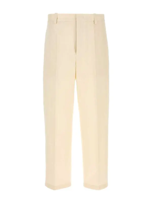 JIL SANDER Ivory Cotton Pants - White