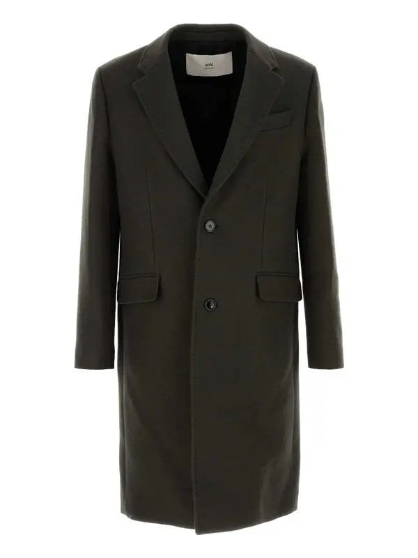 Ami Charcoal Wool Coat - Gray