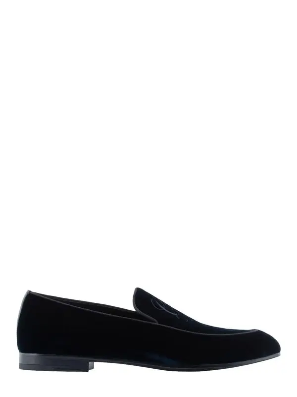 Giorgio Armani Velvet Loafers With Embossed Logo - Multicolor
